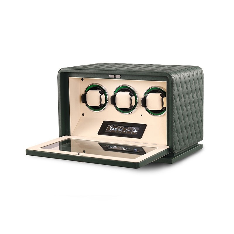 3 Watch Winder in Green Leather | Luxury Automatic Watch Winder for ...