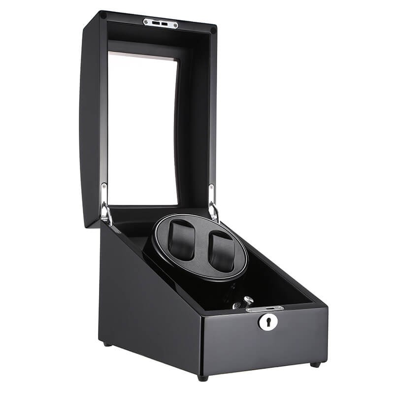 Luxury Rolex Care: Black Double Watch Winder Box with 3 Storage ...