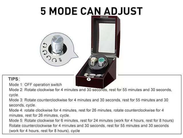 Double Watch Winder Box with 3 Storage Slots — Ebony Finish | Roroos